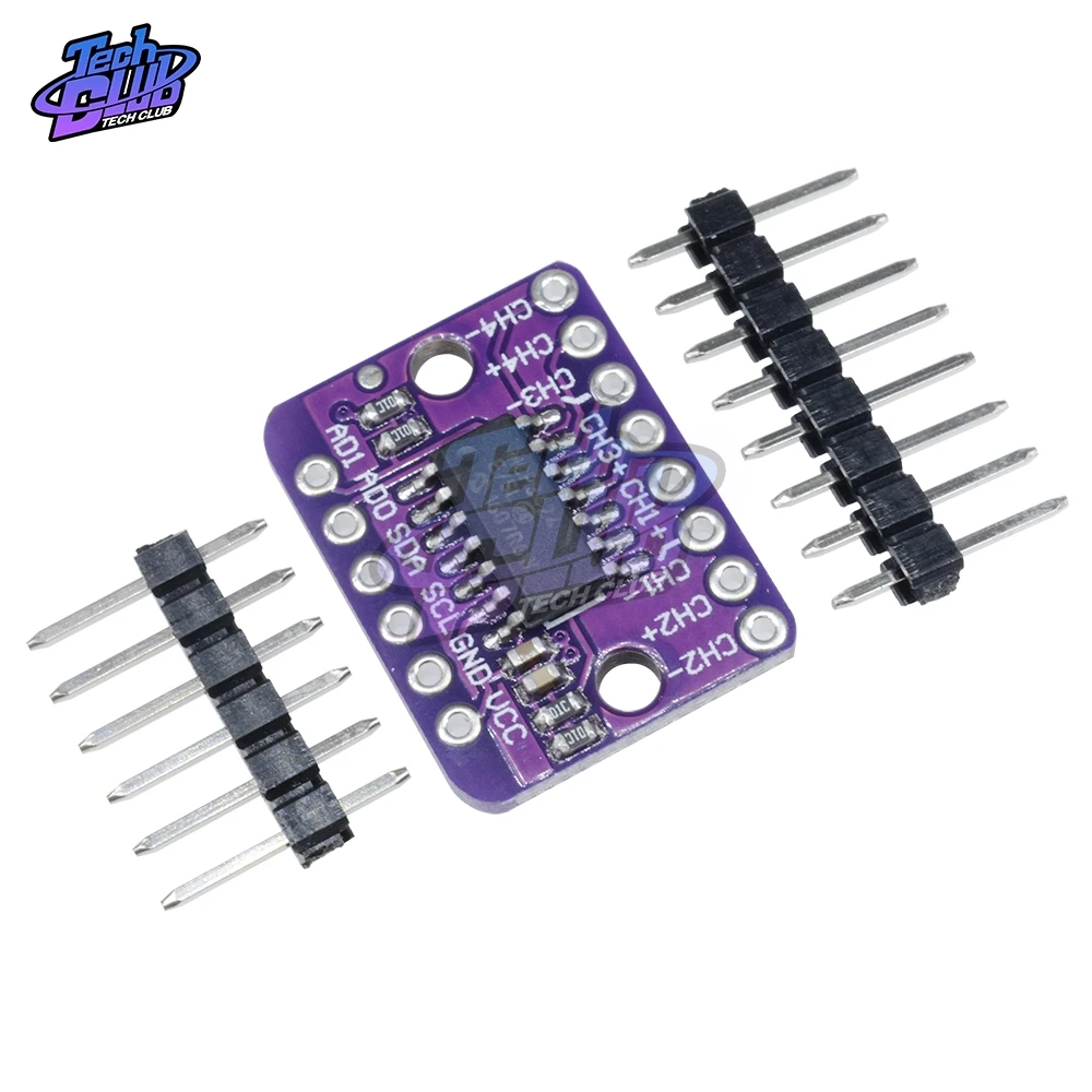 MCP3424 Módulo de conversión Digital I2C ADC de 4 canales para Raspberry Pi para Arduino 2,7 V 5 ...