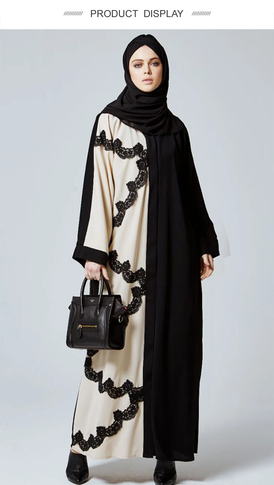 New Fashion Casual Women Abaya Robe Lace Musulmane Turkish Abaya Muslim ...