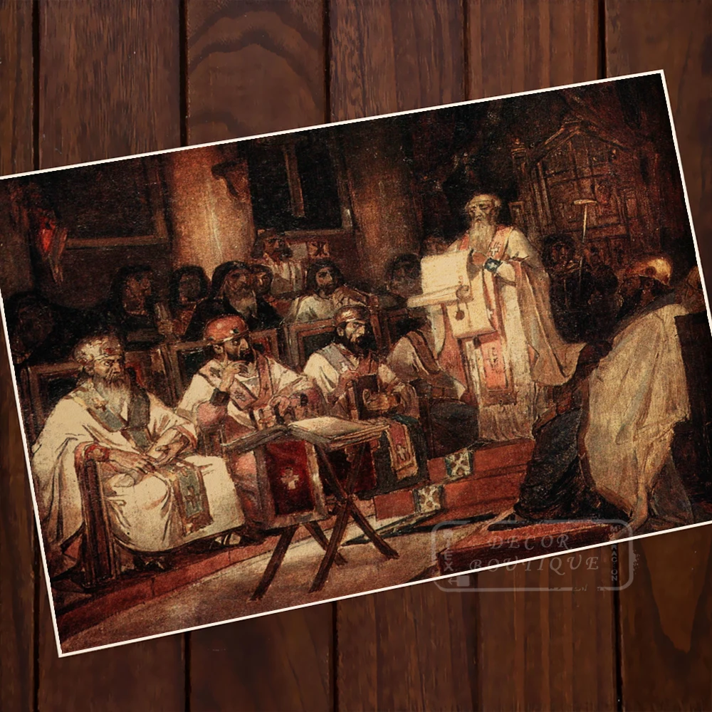 Second Ecumenical Council Of Constantinople. Painting Retro Vintage ...