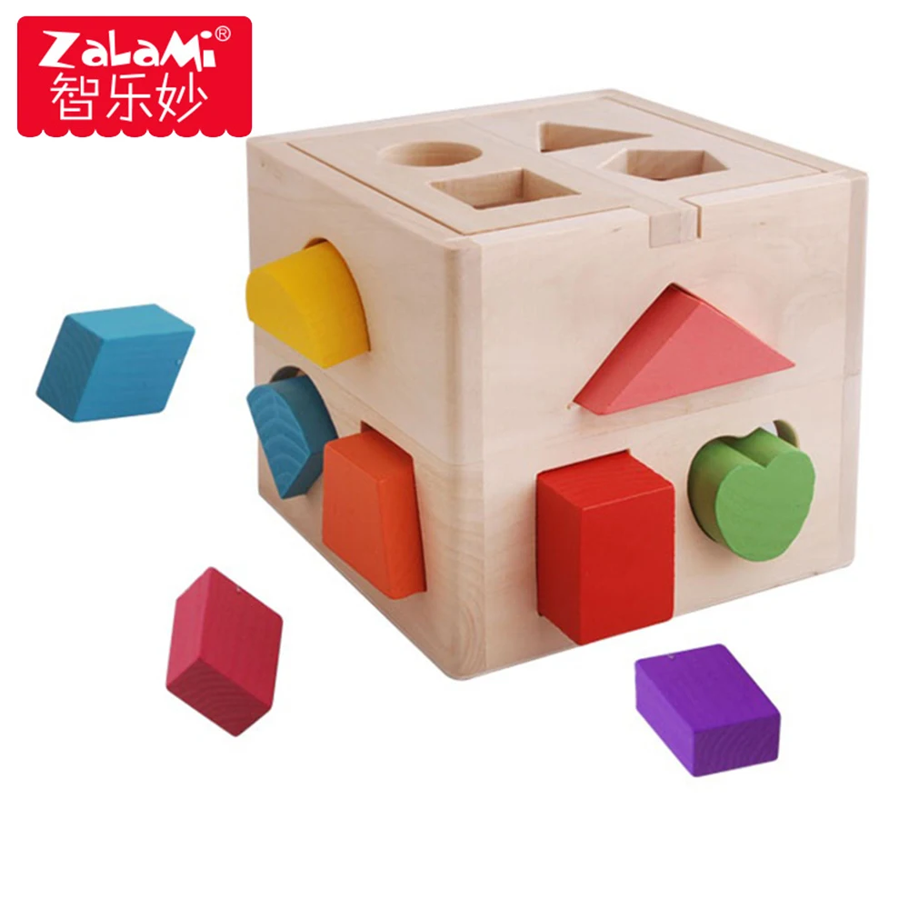 Wooden Geometry Shape matching Game13 Holes Matching Color Shape Blocks ...