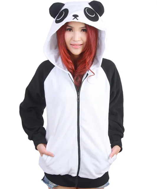 Nice Spring New Panda Hoodie Jacket Lady Animal Hoodie Panda Women ...