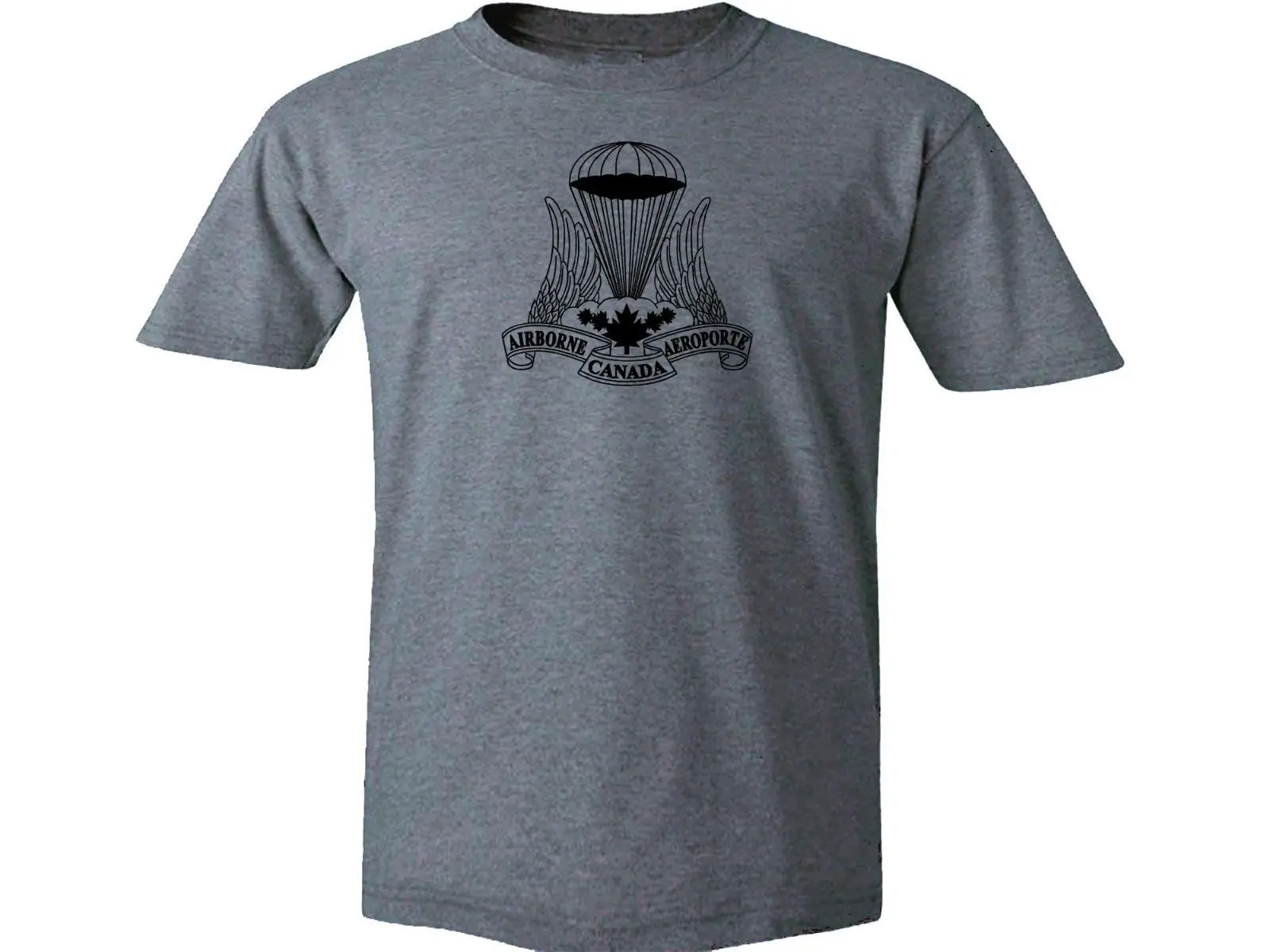 Canadian Armed Forces Airborne Ranger military 100% cotton gray top t ...