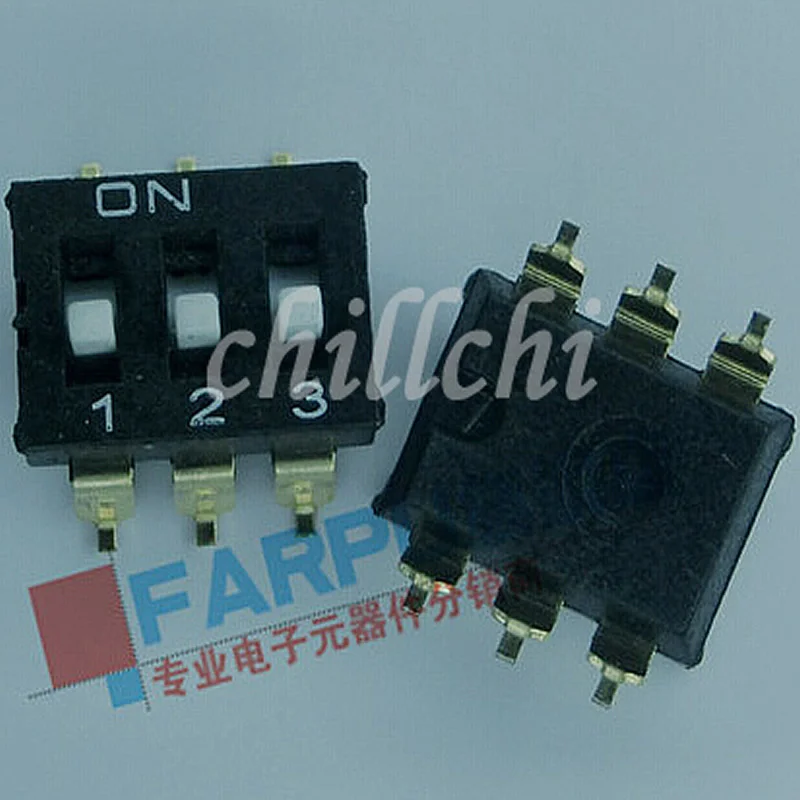 100PCS / IC switch chip dip switch 3 3P 2.54MM black gold foot surface ...