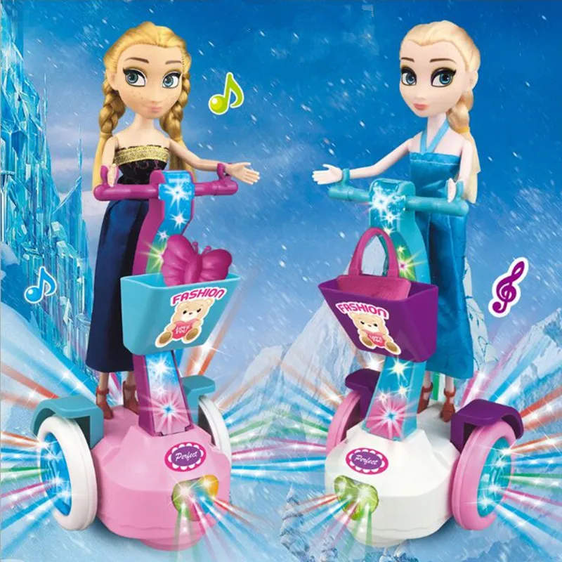 New Disney frozen Anna Elsa Dolls Mini Elsa Doll Balancing car Music ...