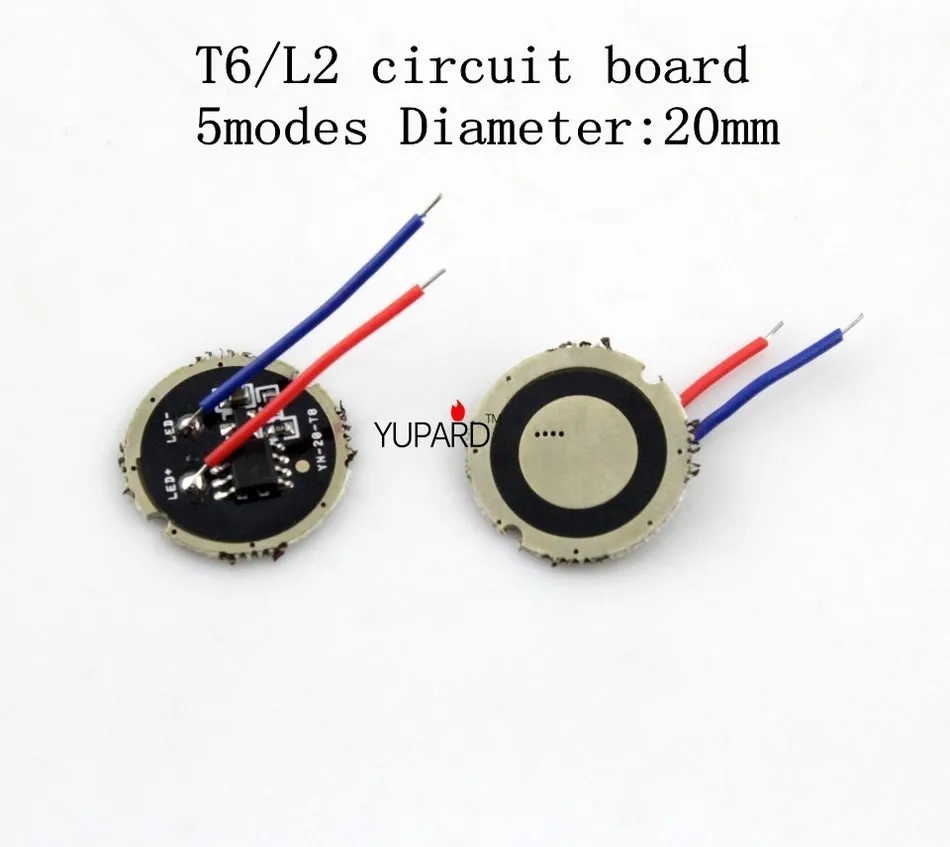 Yupard T6/L2 плата драйвера для фонарика 5 режимов 20 мм