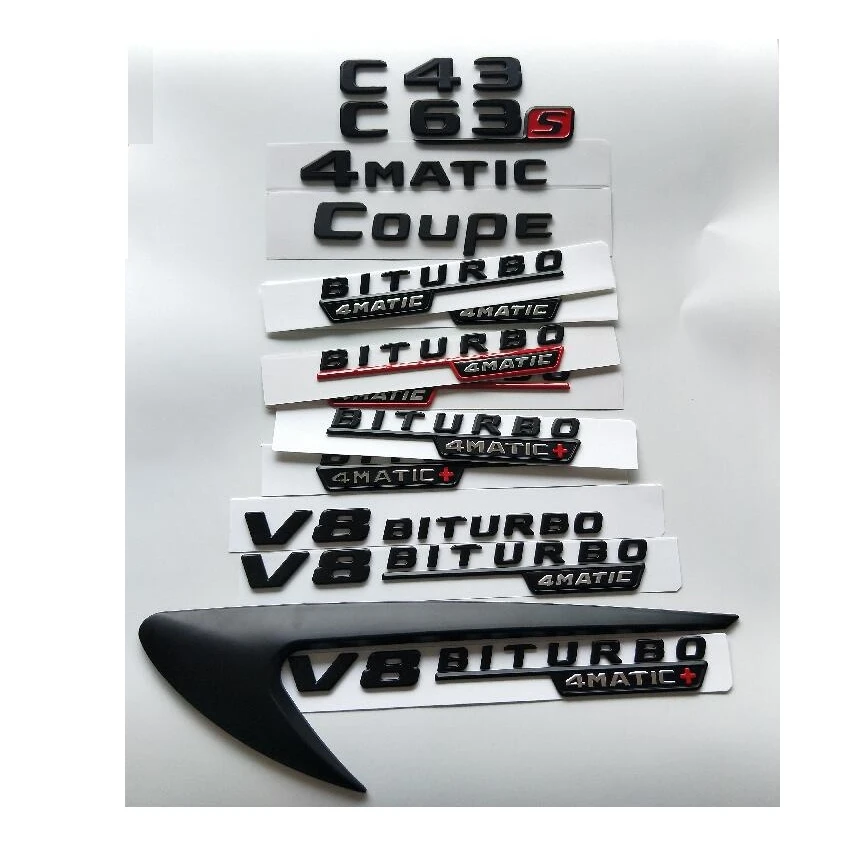 1Pcs NEW 3D V8 BI TURBO Side Fender badge emblems for AMG BITURBO CHR ...