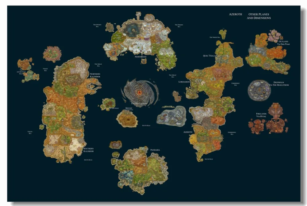 Azeroth World Battle of Azeroth World of Warcraft Worldmap Canvas Wall ...