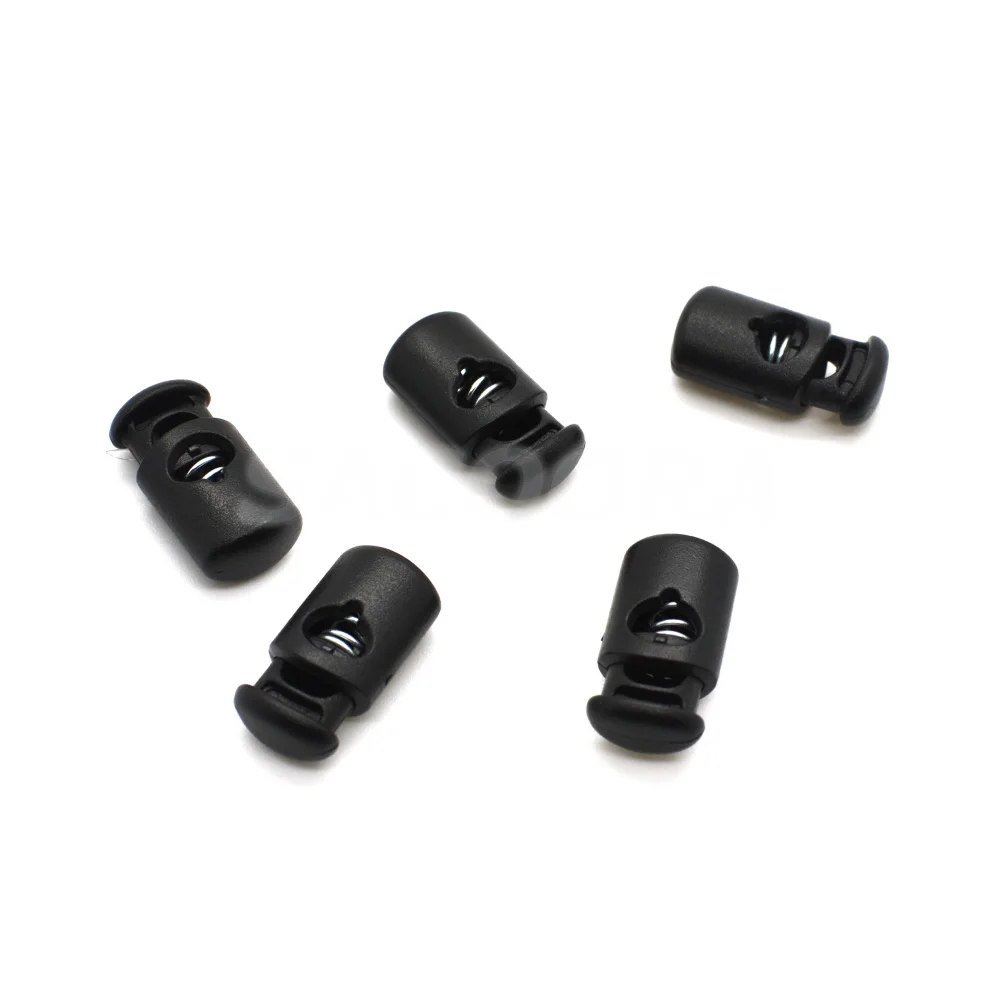 500pcs/pack Black Plastic Barrel Spring Cord Locks Stoppers Toggles 20 ...