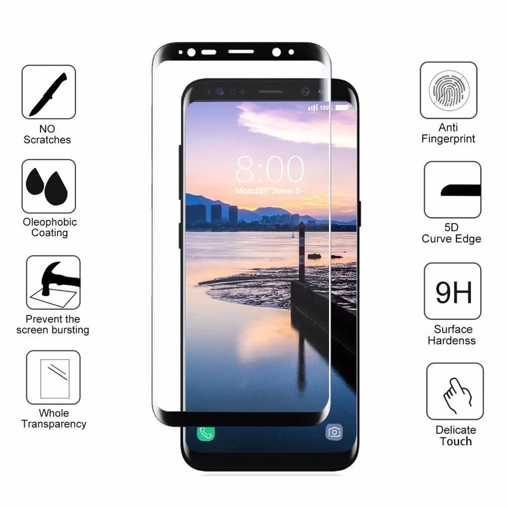 S8 Plus 3D полноэкранная стеклянная пленка для Samsung Galaxy S8 G950F S8+ G955F S8Plus Защитная ...