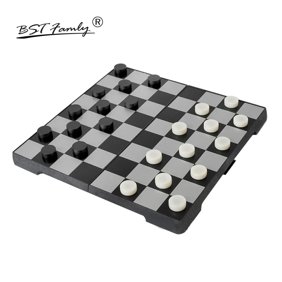 BSTFAMLY International Checkers Portable Plastic Chess Set 16.5*16.5*1 ...