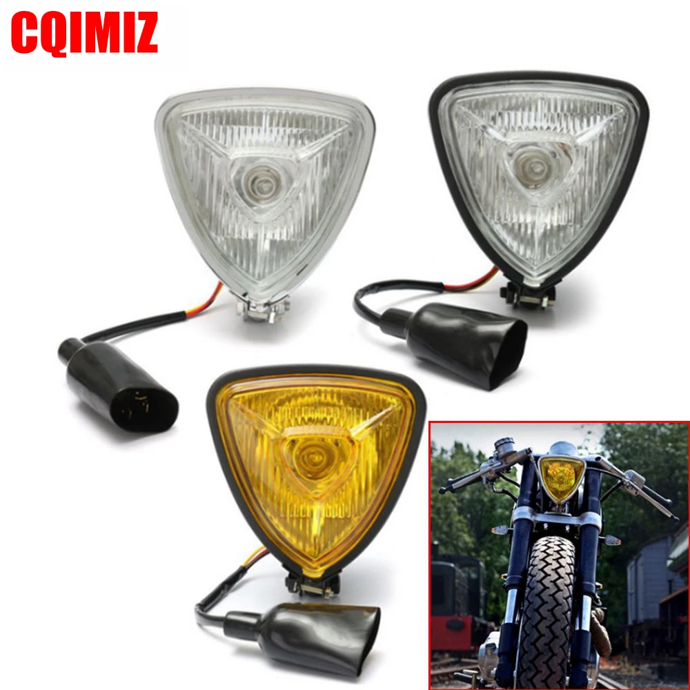 Old-School-Custom-Triangle-Motorcycle-Headlight-Lamp-For-Cafe-Racer ...