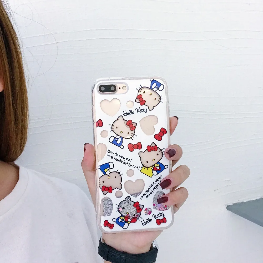 Hello Kitty Cartoon Liquid Glitter Phone Case - KawaiiMerch.com