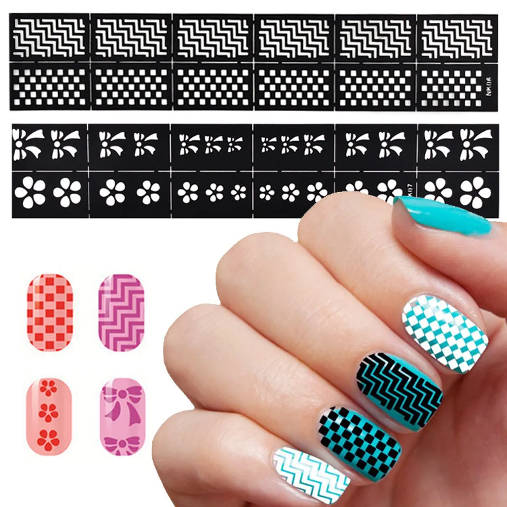 Nail Art Templates Hollow Irregular Grid Nail Stencil Sheet Reusable 