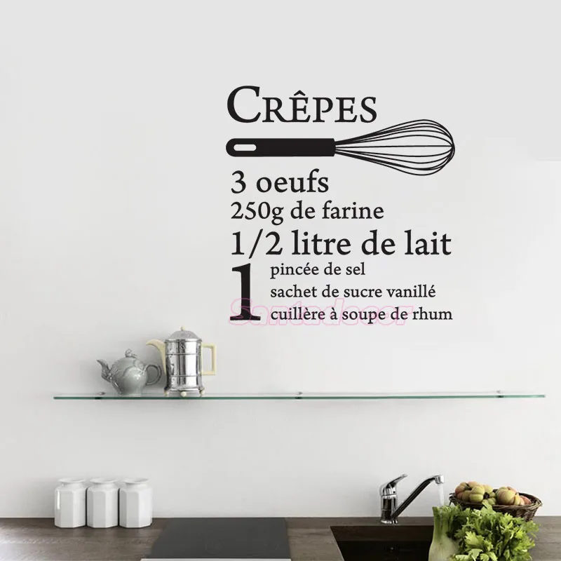 Autocollant-Mural-en-Vinyle-avec-Recette-de-Cuisine-Fran-aise-Cr-pes ...