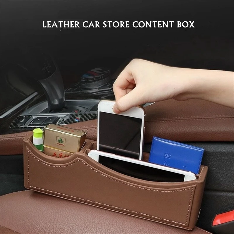 LUNASBORE Leather car seat crevice storage box multi purpose auto gap ...