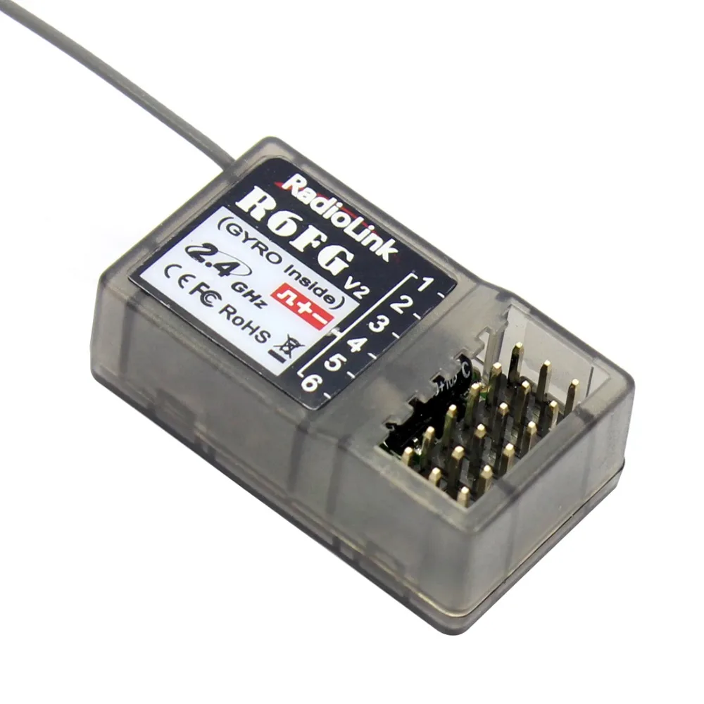 RadioLink R6FG V2 2.4GHz 6CH Receiver High Voltage RC Gyro Version For ...