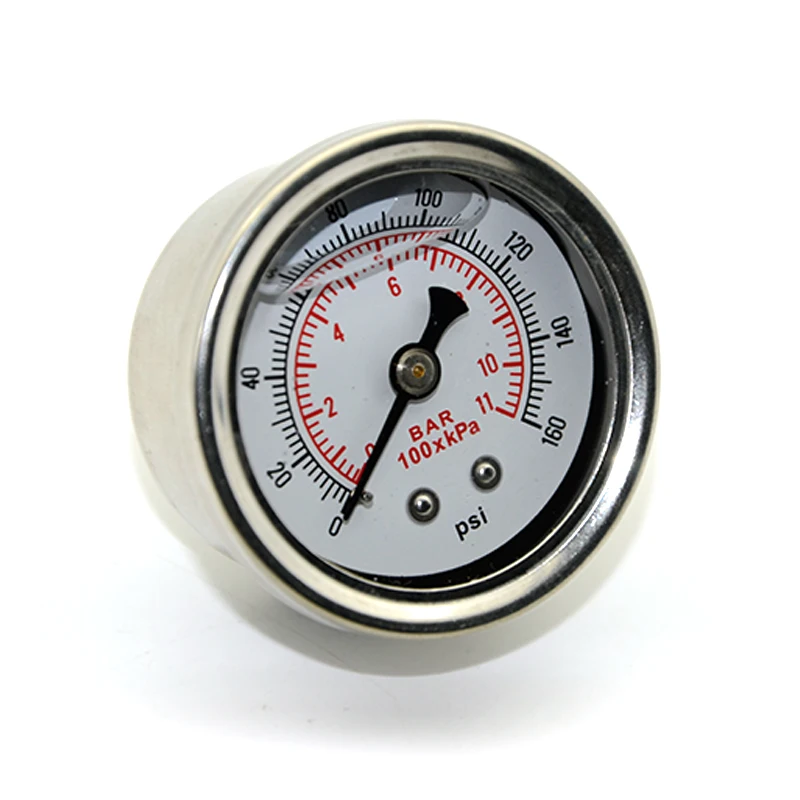 Fuel Pressure Gauge Liquid 0-160 psi Oil Press Gauge Fuel Gauge White ...
