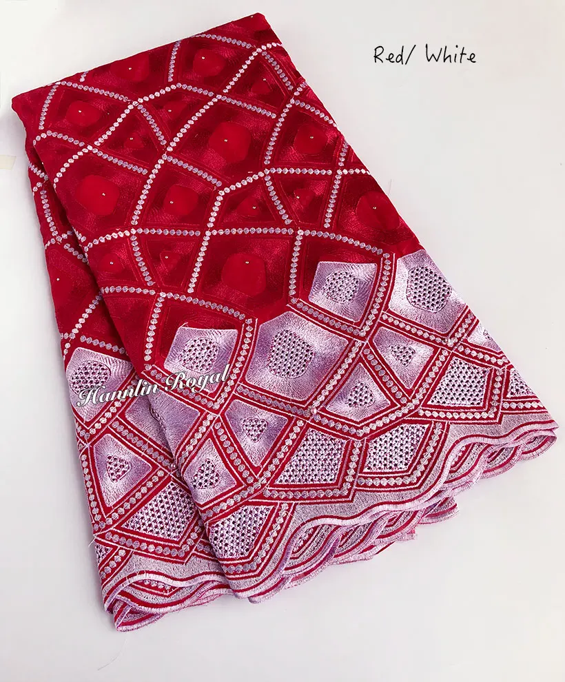 Renda de algodão macio bordada completa africana suíça tecido de renda ...