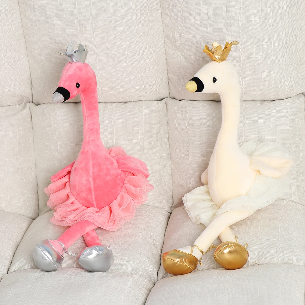 Cute Flamingo Soft Plush Toys Crown Ballet Swan Stuffed Baby Animals Gifts