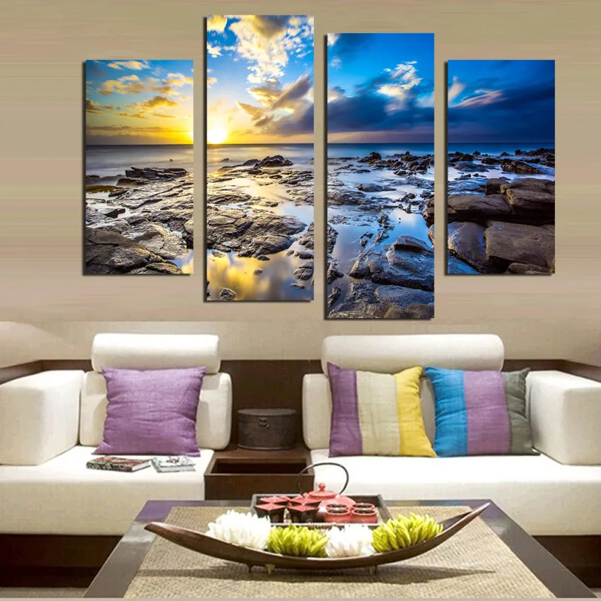 Poster Blue Sea Clound Landscape Modular Painting On Canvas Seaside ...