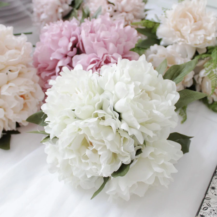 5 Pcs Big Kepala Buatan Bunga Peony Lucu Sutra Bride Bouquet Palsu ...
