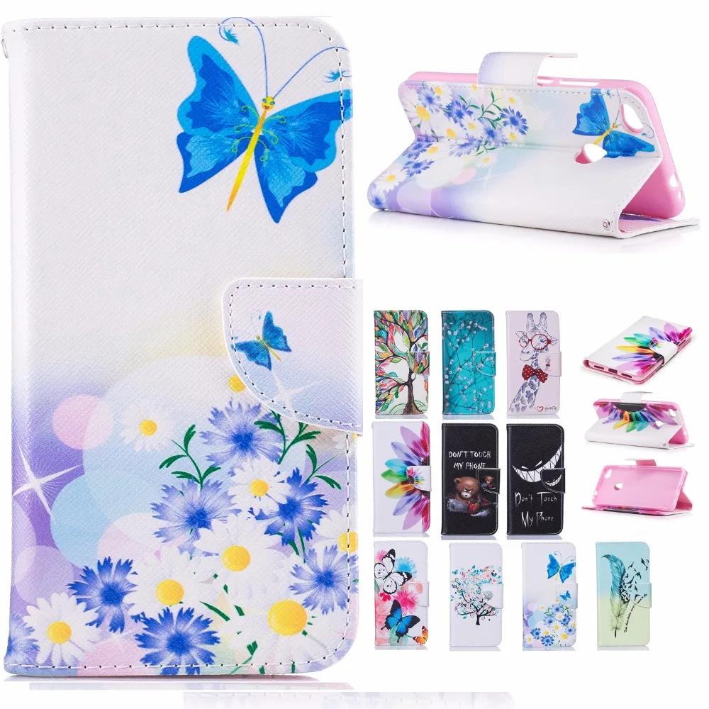 Cartera para Huawei P8 Lite 2017 cubierta de cuero del teléfono del tirón para P9 Lite 2017 PRA ...