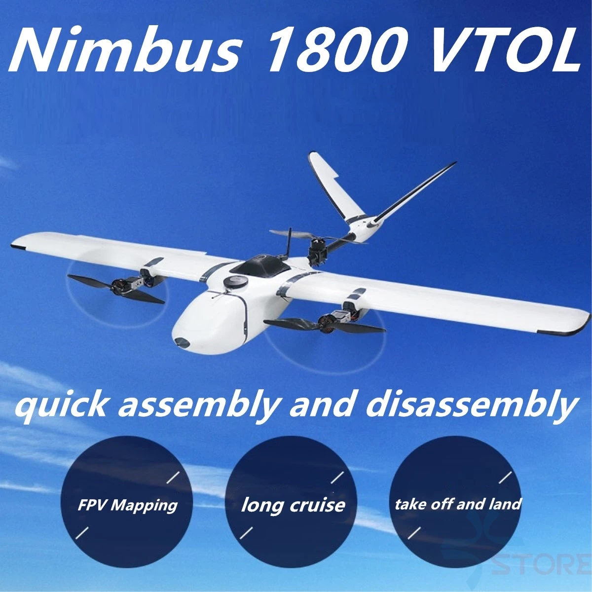 20Km MFD Nimbus 1800 장거리 VTOL NIMBUS_VTOL 고정 날개 UAV Drones 매핑 버전 키트/PNP ...