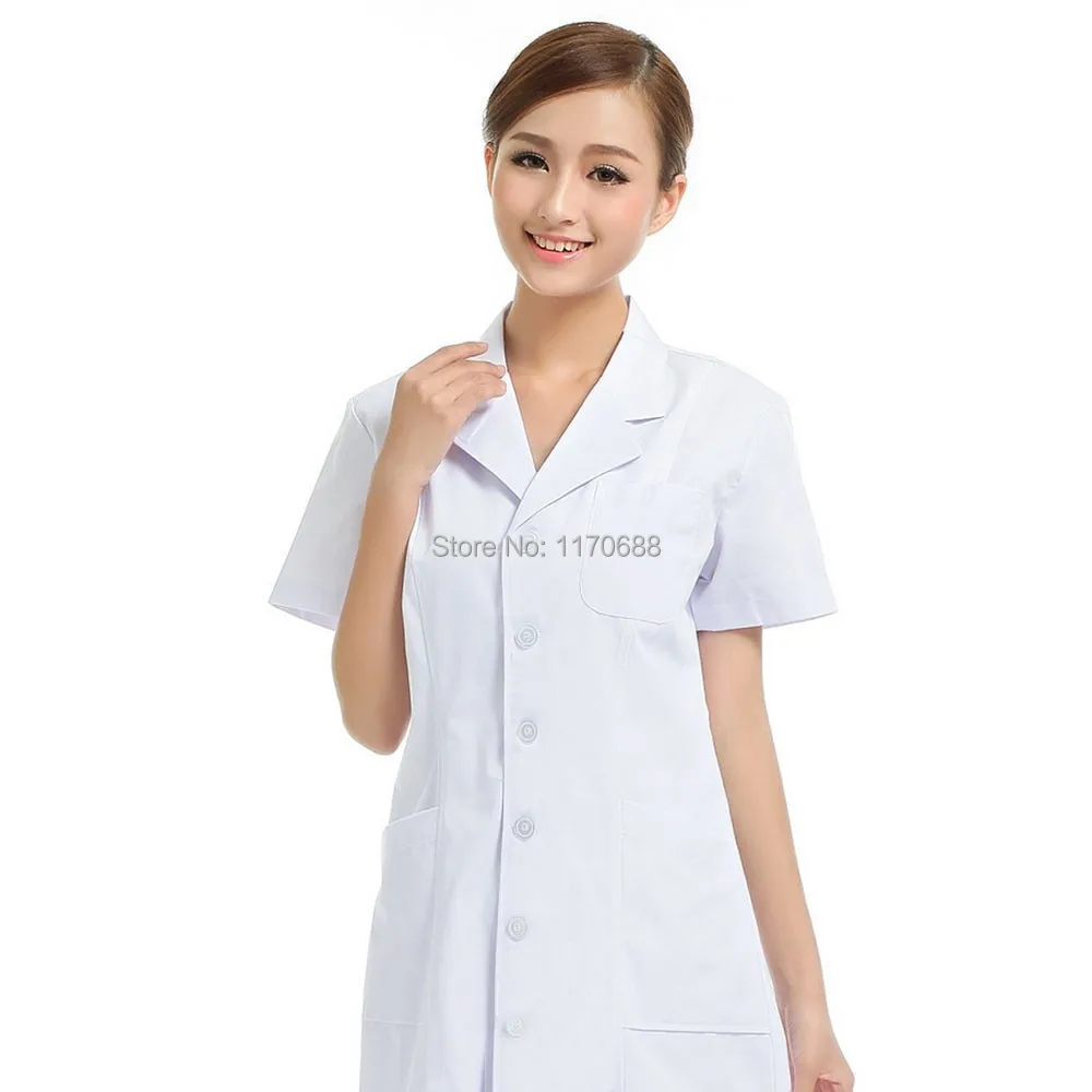 Medical Clothing Lab Coat Nurse Suits Summer Short Sleeve White Color ...