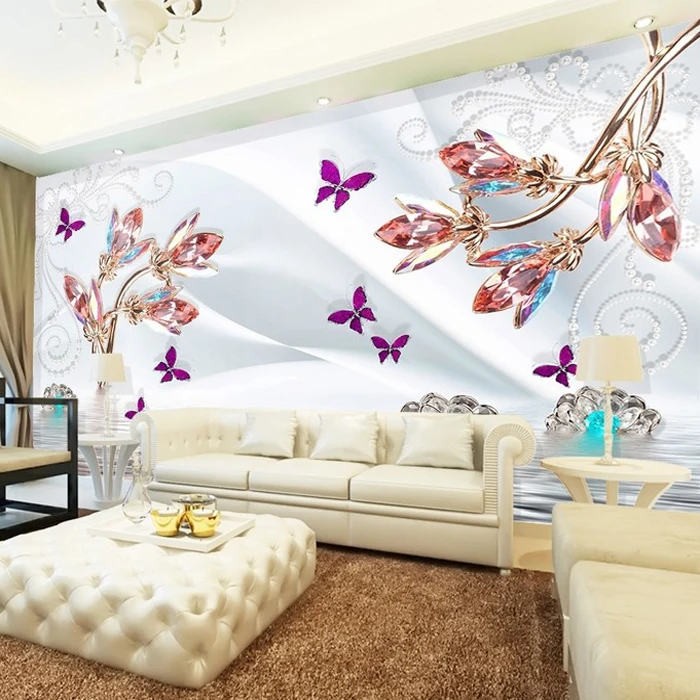 Aliexpress.com : Buy 5d wall Murals Crystal Butterfly Purple Flower ...