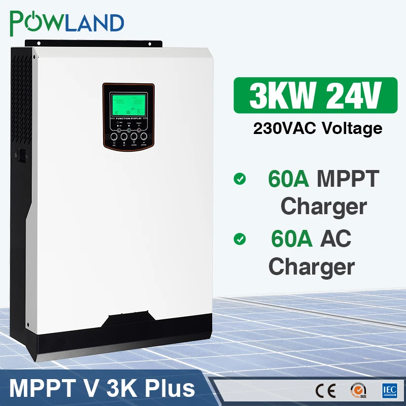 Mppt Solar Inverter 3000w 24v 220v 60a Off Grid Inverter 3kva Power Pure Sine Wave Inverter ...