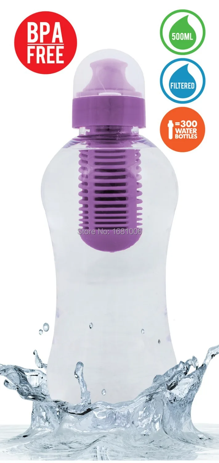 500ml Sport Water Bottle Hydration Filter Bottle Outdoor Gym Filtered ...