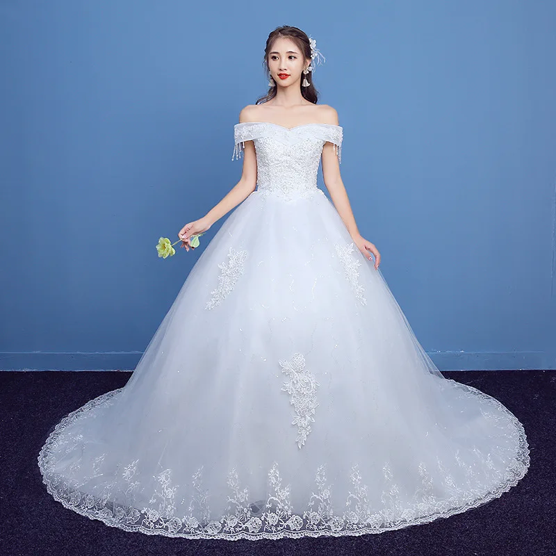 Wedding Gowns 2019 With Long Trains New Bridal Dress Ball Gown Vintage