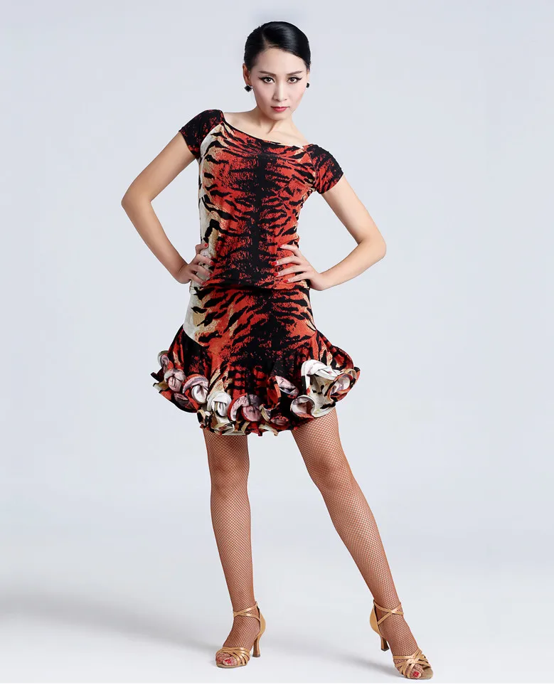 New 2016 Latin Dance Competition Dresses Black/Red/Leopard Latin Party ...