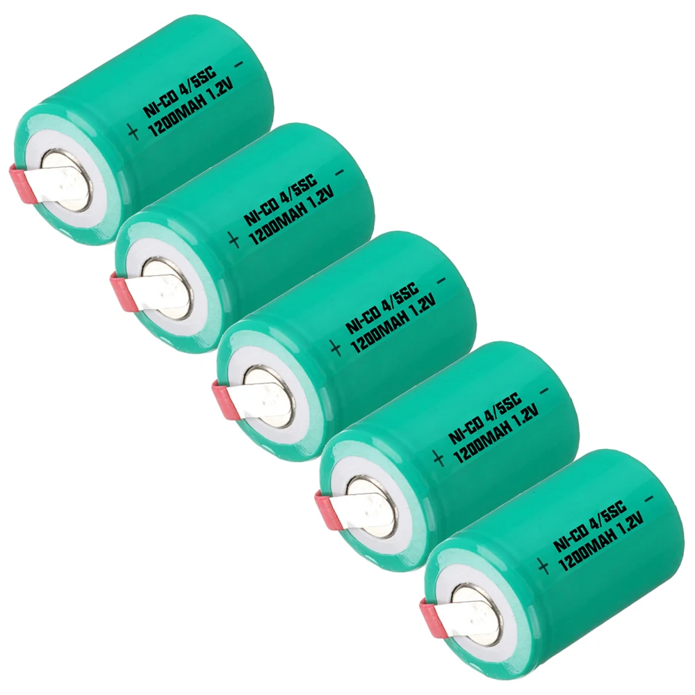 Lowest price 5 piece 4/5SC battery 1.2v batteries rechargeable 1200mAh nicd battery for power ...