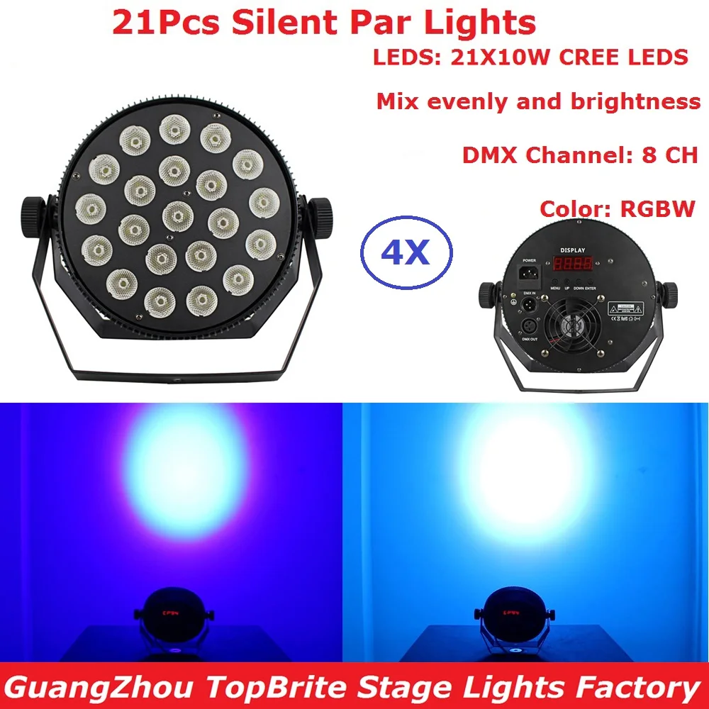 4Pcs LED Par Light 21X10W RGBW Quad Color LED Flat Par Cans Beam Wash ...