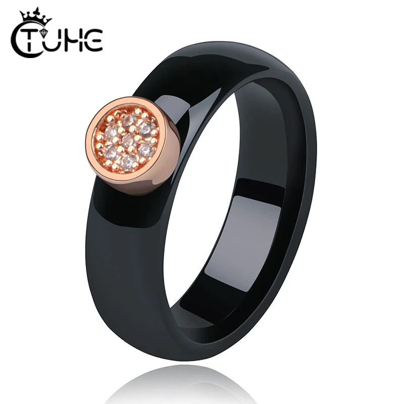 6MM-Smooth-Ceramic-Rings-for-Female-Rose-Gold-Metal-Bling-Crystal-Black ...