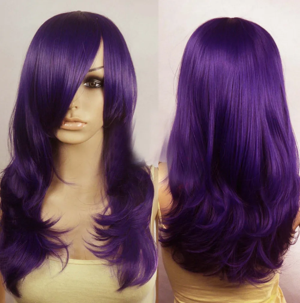 Bjc 001154 roxo escuro ondulado perucas para mulheres corte de cabelo ...
