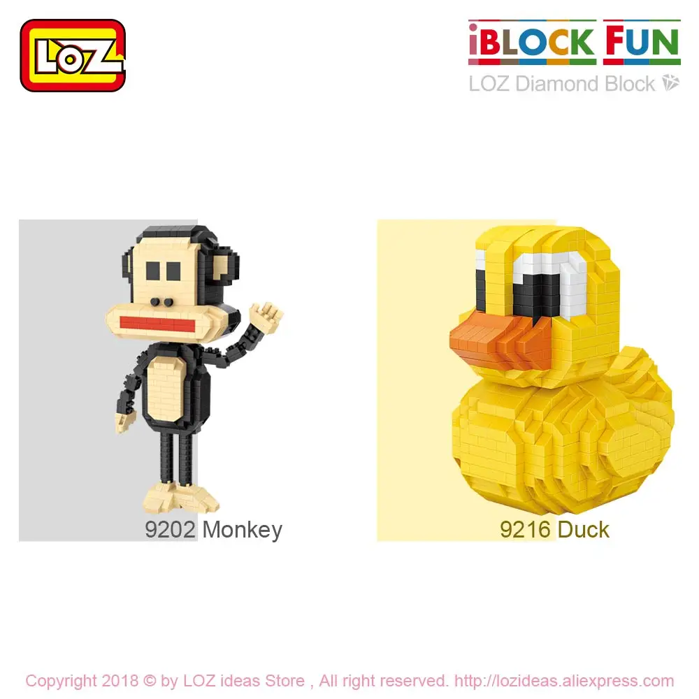 LOZ Nano Blocks Monkey Duck Figure Cartoon Anime Animal Educational ...