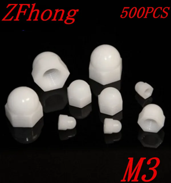 500pcs M3 White Nylon Plastic Hex Cap Nut, Nylon Acorn Nut|hex cap nut ...