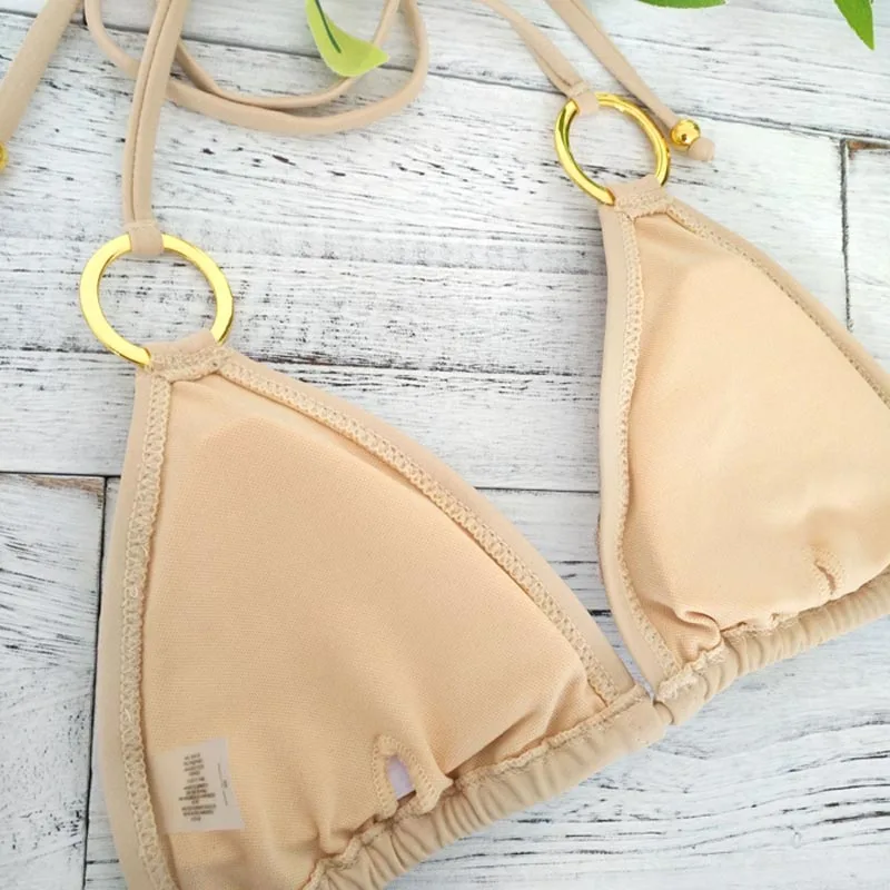 Gold Sequins Bikini Set 2019 New Halter Metal Swimsuit Solid Swimwear ...