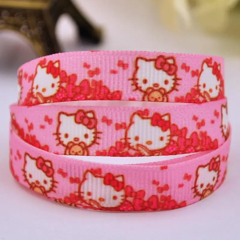 3/8''(9mm) Hello Kitty Cartoon Character printed Grosgrain Ribbon party ...
