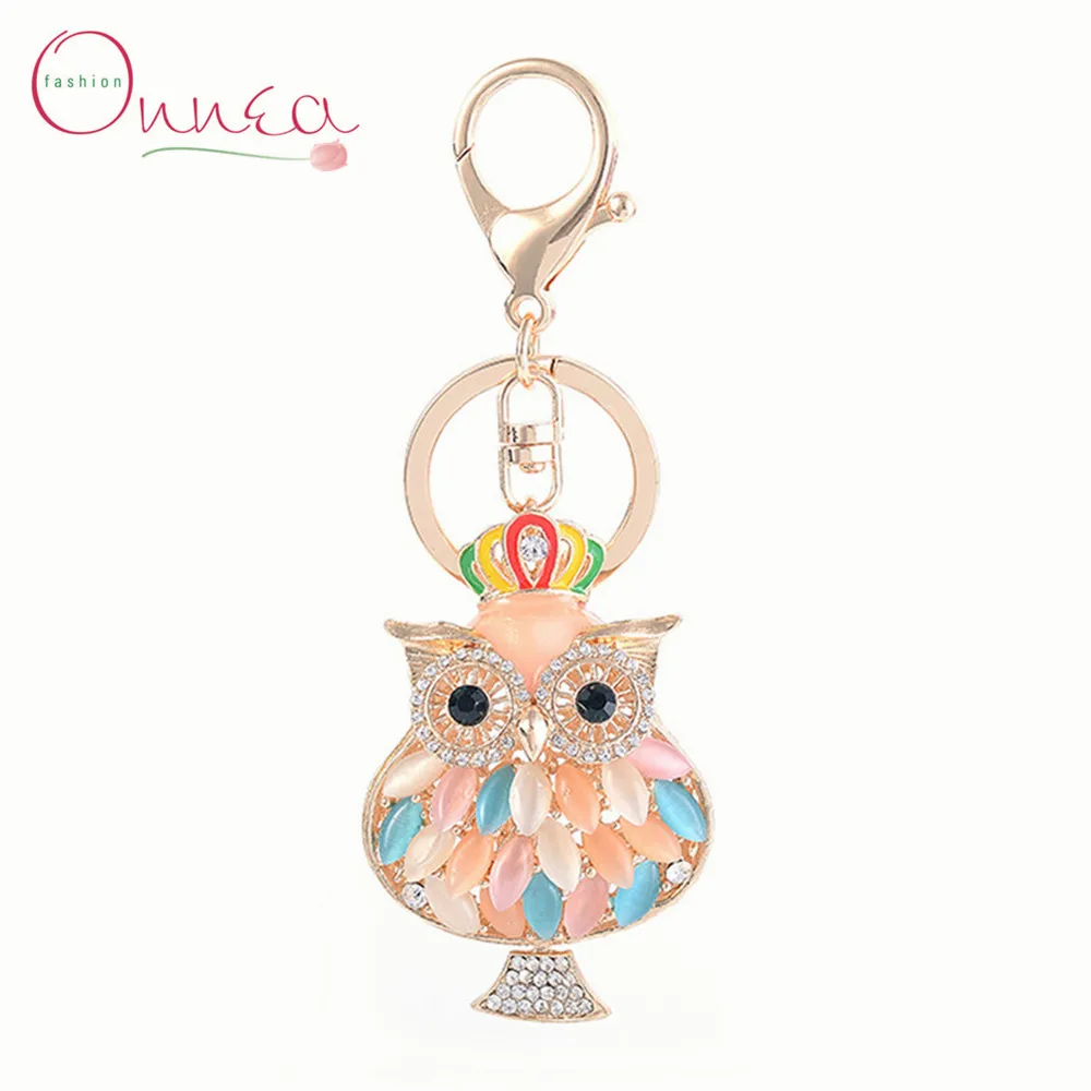 Onnea Cute Opal Owl Keychain Handbag Crystal Charms Car Key Ring New ...
