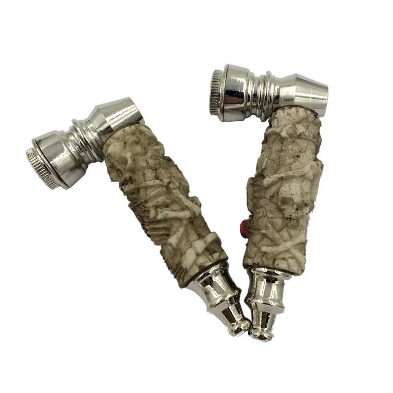 1pc metal & resin smoking pipe weed pipe art skull style cigarette ...