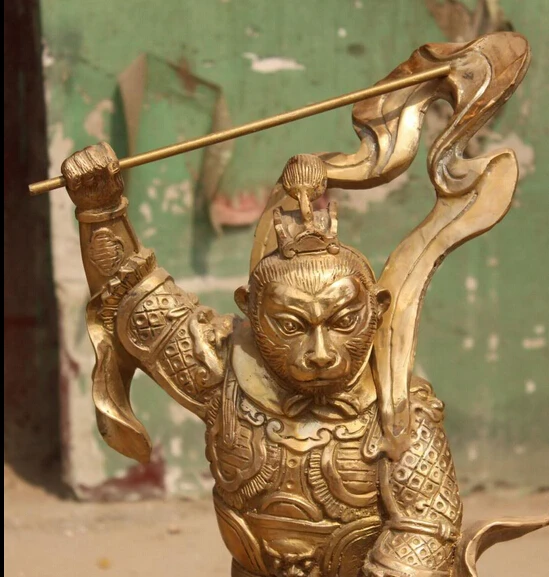 17"Chinese Bronze West Great disciples Stand Sun Wukong Monkey King ...