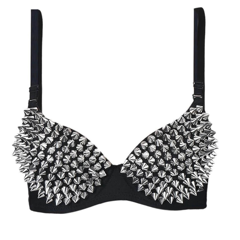 Sexy Bras Women Party 2018 New All-over Spike Rivet Metallic Punk Dance ...