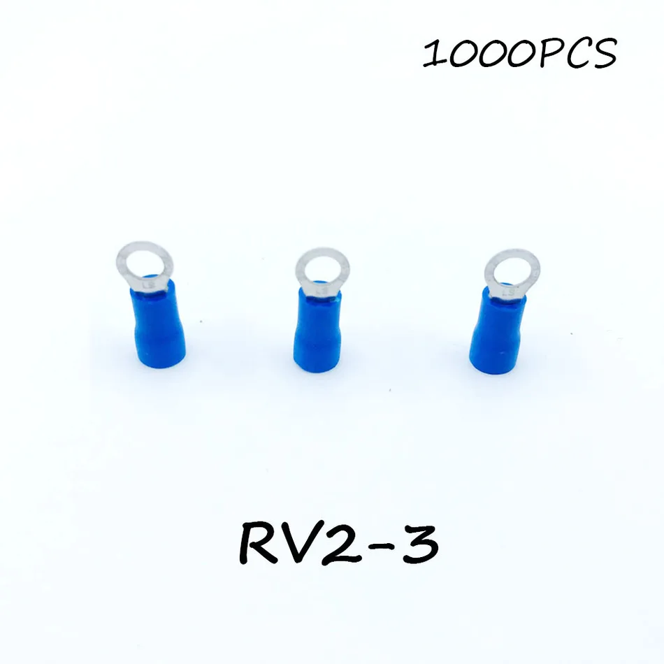 Ring Insulated Connector Terminal Block 1000pcs Rv2-3 Blue Cable Wire ...