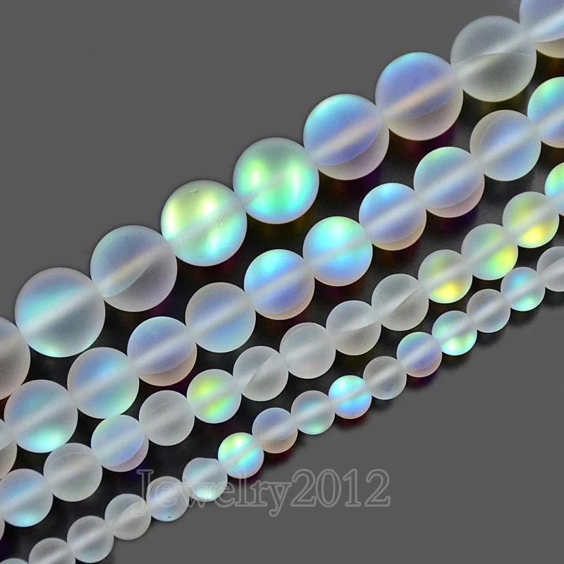 5strands Lot Matte Crystal Ab Top Crystal Glass Round Matte Frosted