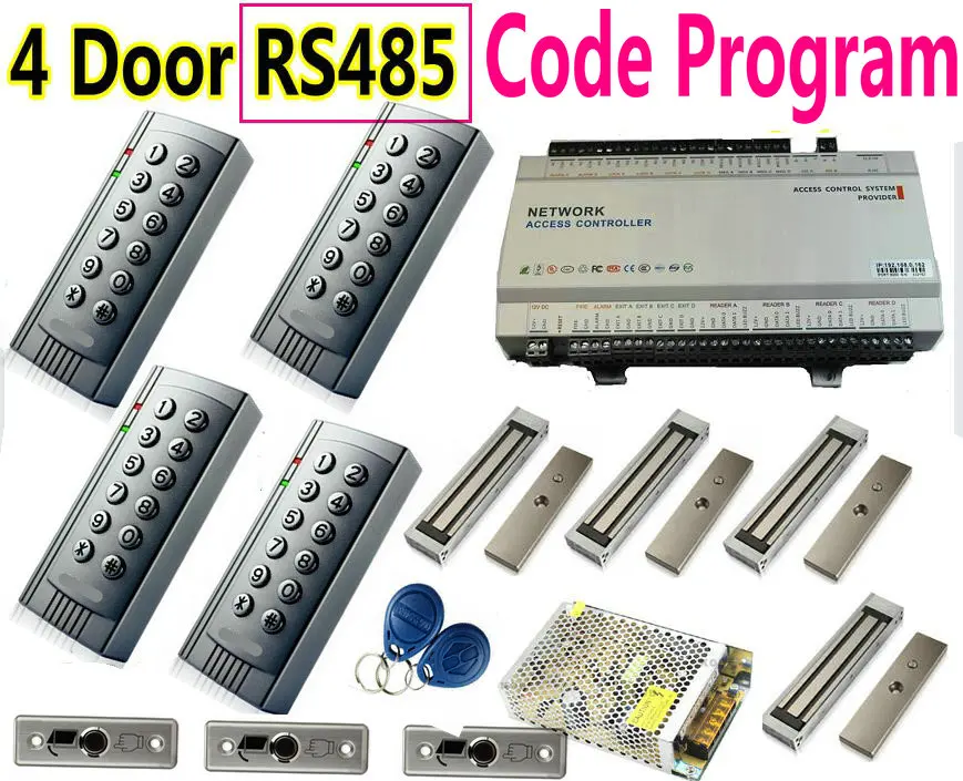 4 Door RS485 line Max 1,200meter 485 lines connect Access Controller ...