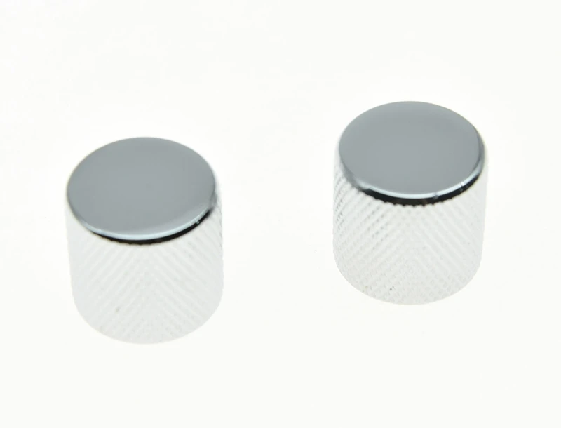 Set of 2 Chrome 18mm Diameter Flat Top Metal TL Guitar Barrel Knobs ...