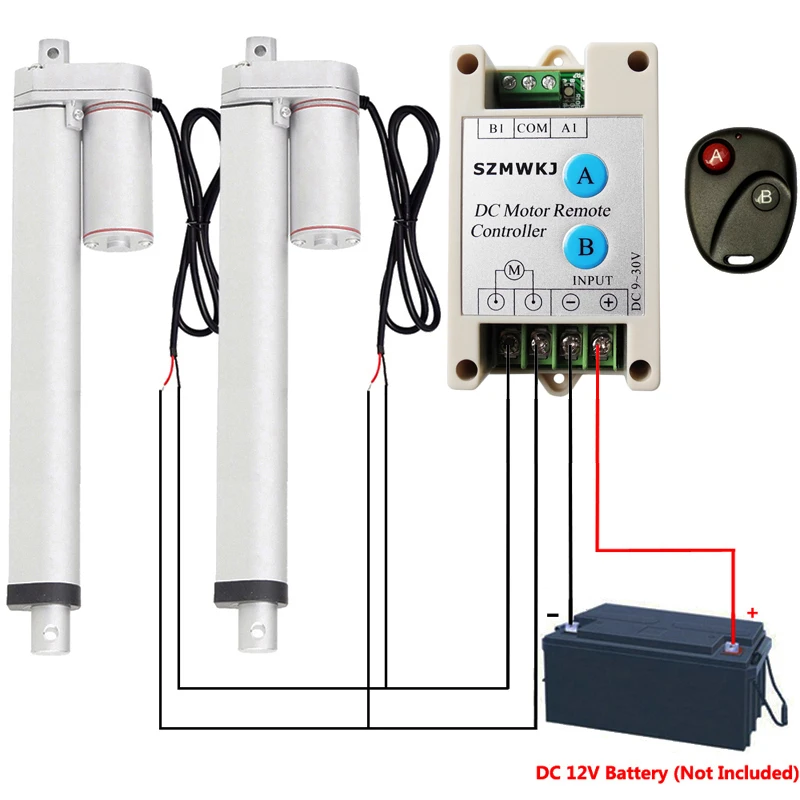 Set of 2x 12" Linear Actuator 12V DC Motor &Remote Control Heavy Duty ...